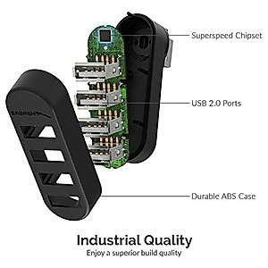 SABRENT 4 Port USB 2.0 Hub [90°/180° Degree Rotatable] (HB-UMN4)