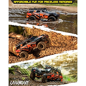 LAEGENDARY 1:10 Scale RC Rock Crawler - 4x4 Offroad Remote Control Truck for Adults - Fast, Electric and Hobby Grade - Brushed Motor and Red-Orange Color