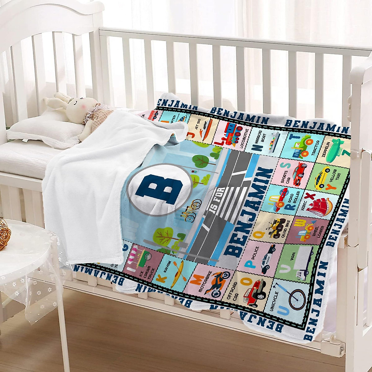 Custom Alphabet Name Vehicle Blanket Personalized Name Blankets for Baby Soft Lightweight Flannel Throw Blanket for Couch Bed Travel Practical Heartfelt Gifts XS 30x40in Pet/Toddler Gift