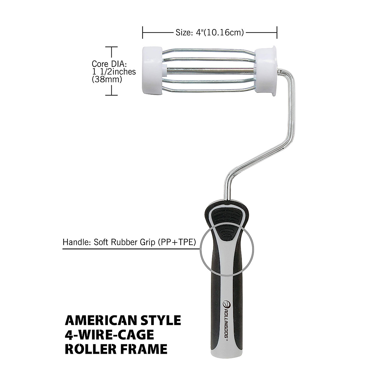 ROLLINGDOG 4 Inch Mini Roller - 3/8" Nap Roller Covers,Small Paint Roller for Wall, Trim, Detail Painting