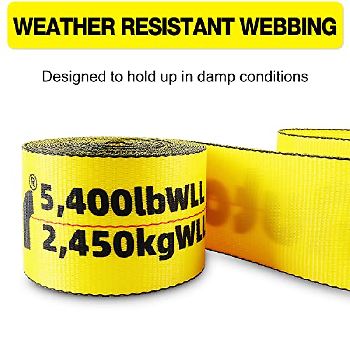 Autofonder Winch Straps 4" x 30' Yellow Heavy Duty Tie Down Flat Hooks WLL 5400 lbs | 4 Inch Cargo Control for Flatbed Truck Utility Trailer (10 Pack)
