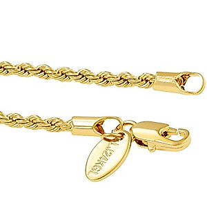 LIFETIME JEWELRY 2mm Rope Chain Anklet for Women & Men 24k Gold Plated Bracelet (Gold, 11 inches)