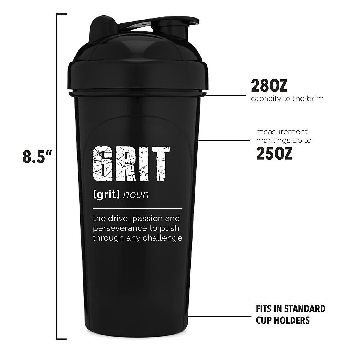 [4 Pack] 28oz Protein Shaker Bottle with Motivational Quotes (Black, White, Silver, Gold) |Shaker Cup with 4x Wire Mixers | Shaker for Protein Mixes Pack is BPA Free, Leak Proof and Dishwasher Safe
