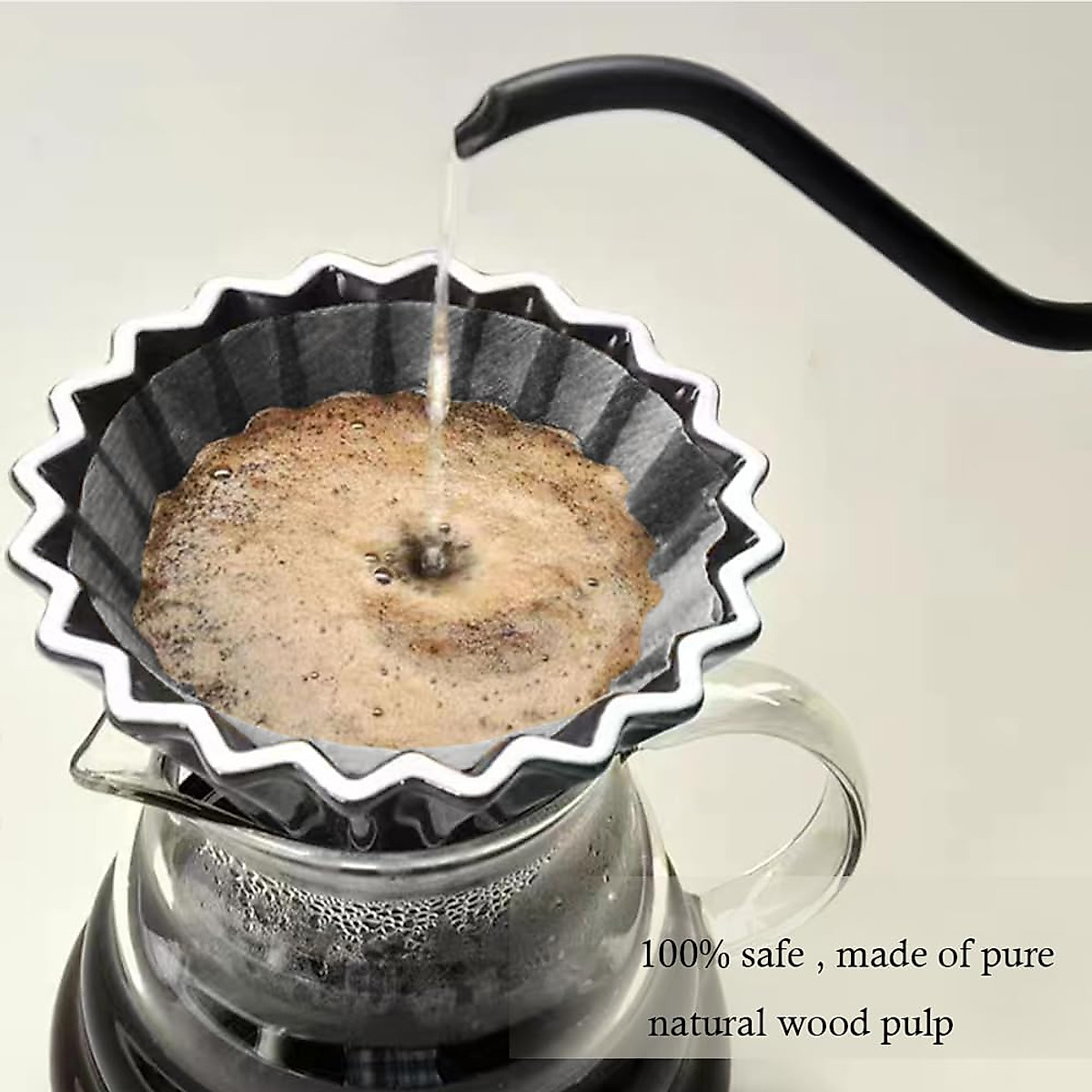 Coffee Filter Disposable Coffee Paper Filters for Ninja Coffee Maker, 100 Pcs #2 Cone Replacement Filter for Ninja Dual Brew Coffee Maker Coffee Filter Natural Unbleached Coffee Filters (White)