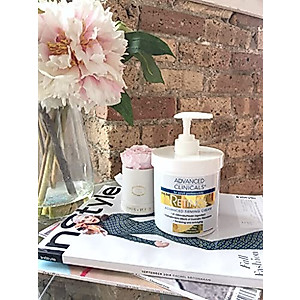 Advanced Clinicals Retinol Body Lotion Moisturizer Face & Body Cream & Crepey Skin Care Treatment, Anti Aging Retinol Cream Targets Appearance Of Wrinkles, Sagging Skin, & Sun Damaged Skin, 16 Oz