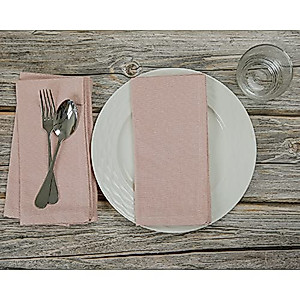 Country Maison Cloth Napkins | Pack of 6 Dinner Napkins | 18”X18” | 100% Cotton Cocktail Napkins | Table Napkins | Chambray | Peach