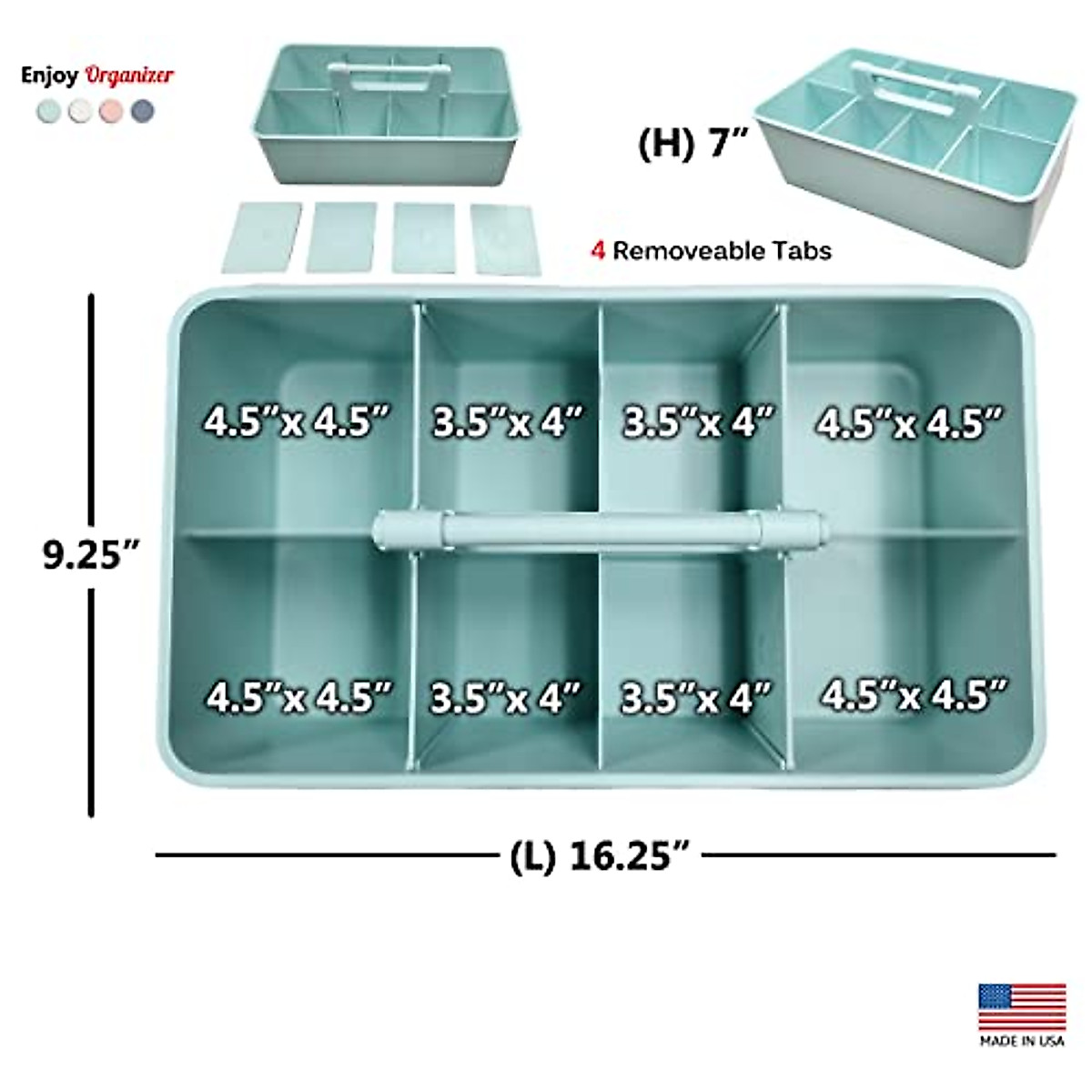 Enjoy Organizer- Commercial Large Portable Caddy Stackable Carry Caddy, Black, Carrier for Cleaning Supplies, Tools, All-Purpose Carry Caddy Made In USA (Mint)