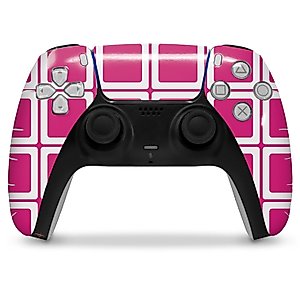 WraptorSkinz Skin Wrap compatible with Sony PS5 DualSense Controller Squared Fushia Hot Pink (CONTROLLER NOT INCLUDED)
