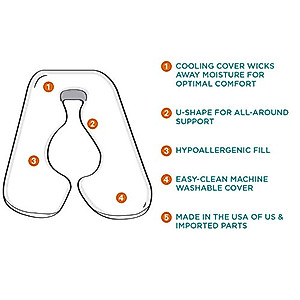 Contours Soulmate Cooling Pregnancy Body Pillow for Adults with Moisture Wicking U-Shaped Design for Side Sleeping, Maternity and Breastfeeding Support, Lounger for Back, Hip, Leg & Belly Pain - White