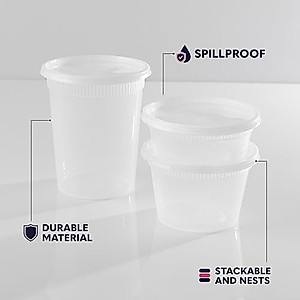 Deli Containers With Lids - [20-Pack] - (32 Oz) - Soup & Food Storage Containers Takeout To Go - Storage and Freezer Airtight Plastic Containers - Microwave, Freezer & Dishwasher Safe BPA-Free