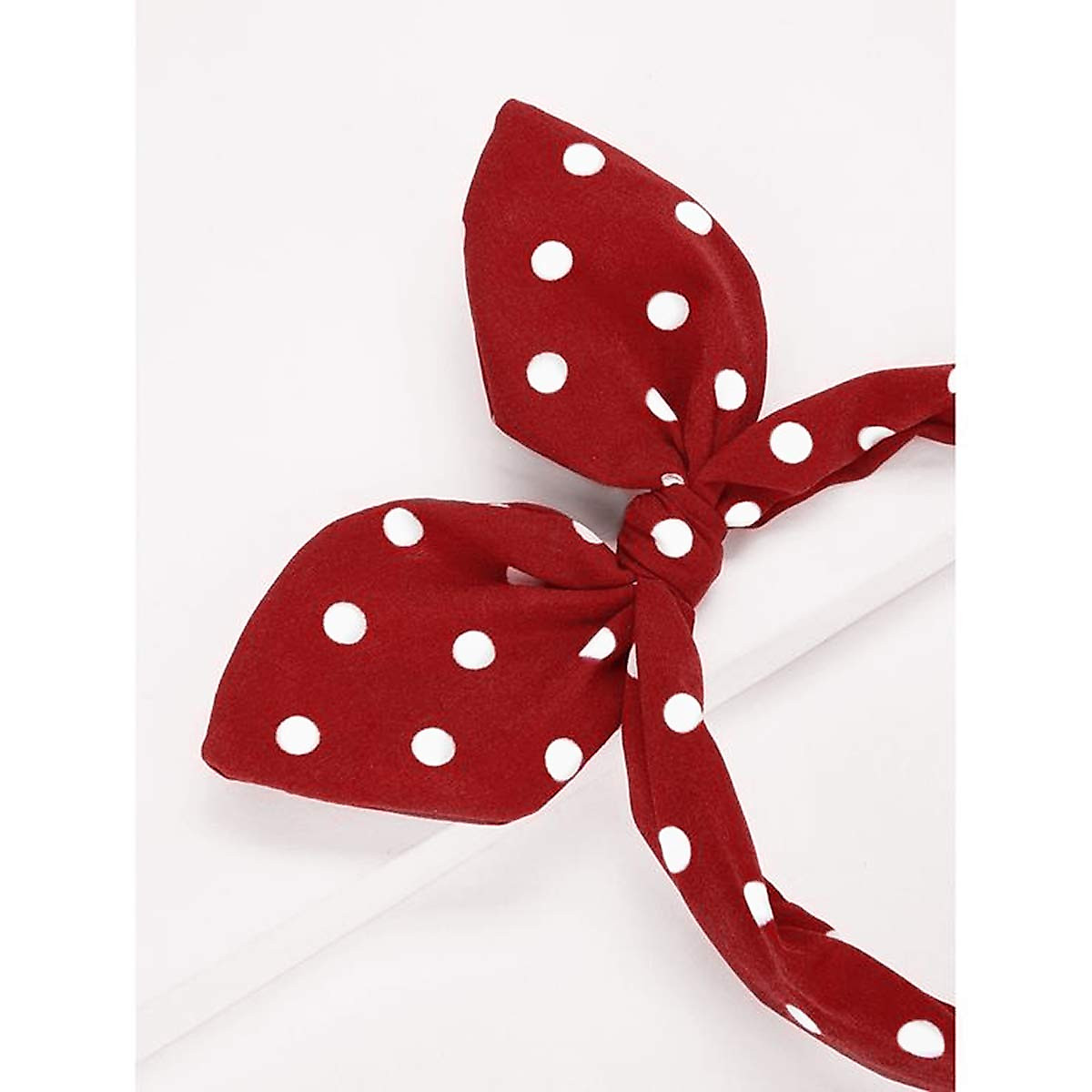 Huachi Bow Headbands for Girls Women Halloween Red Polka Dot Headwrap Cute Turban Hair Hoop Knotted with Bunny Ears Vintage Hair Accessories