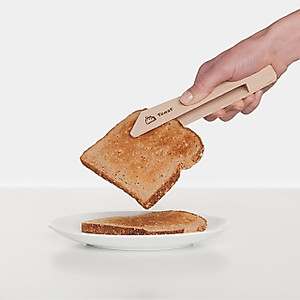 Redecker Untreated Beechwood Toast Tongs, Set of 2, Non-Conductive Natural Material, Safely Retrieve and Serve Toast, 7 inches, Made in Slovenia
