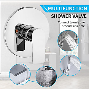 Taplong Round Single-Function Shower Handle Valve Trim Kit Bathroom Shower Valve Set Hot and Cold Mixer Wall Mount Shower Faucet Rough-In Valve-06161K