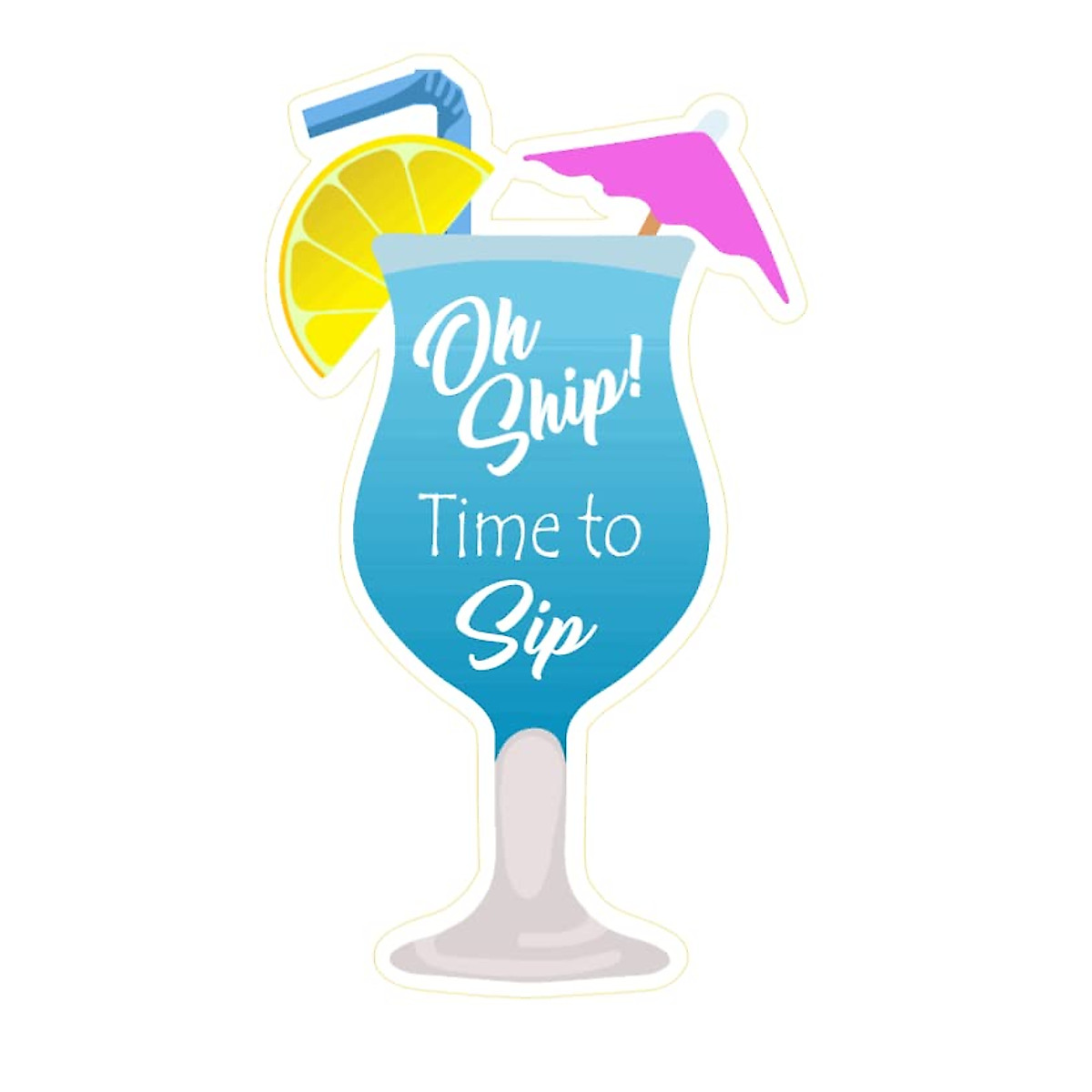 Magnet for your Stateroom Door on your Disney Cruise, Carnival, Royal Caribbean, Celebrity, Princess, etc. - Oh Ship Blue Tropical Drink