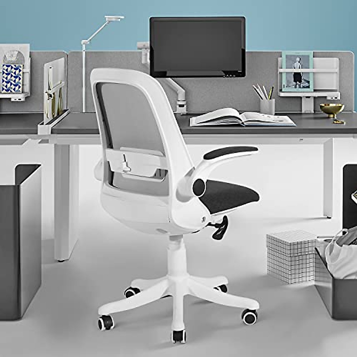 VECELO Black Desk Wheels/Armrests Modern Office Adjustable Home Computer Executive Chair Height Task/Work 360° Swivel 39" H