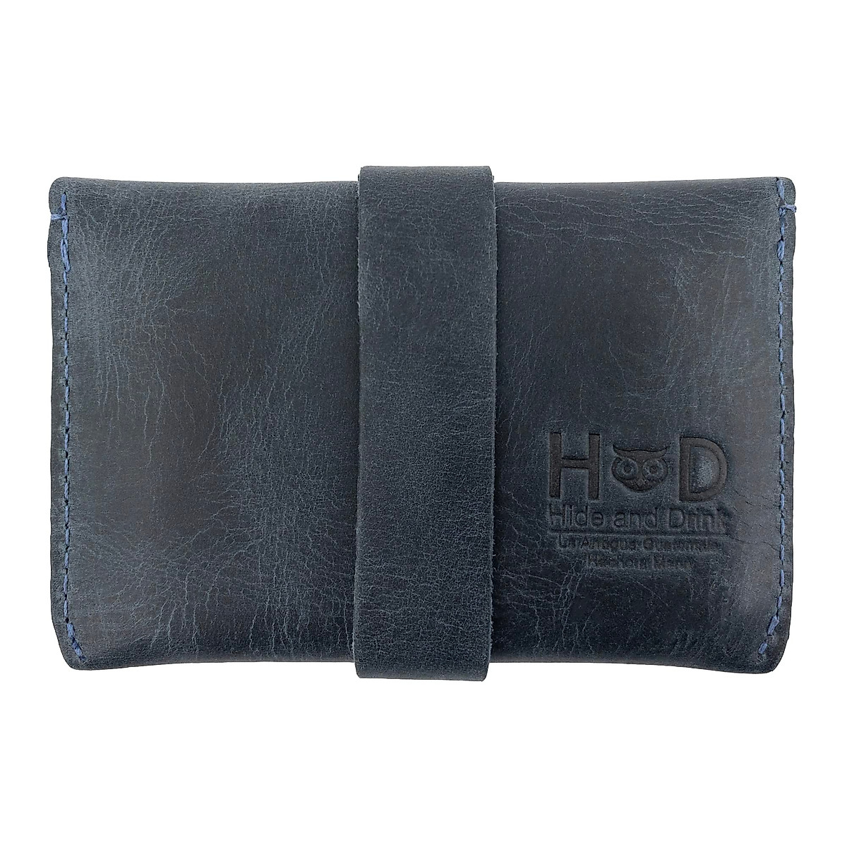 Hide & Drink, Card Holder Handmade from Full Grain Leather - Classy, Professional, Money Organizer, Compact Storage for Debit & Credit Cards - Slate Blue