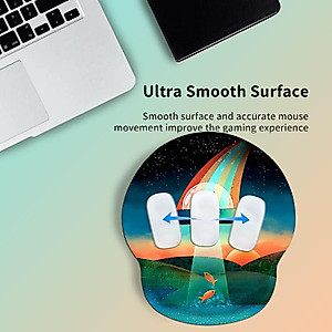 Jakayla Cute Cat in UFO Mouse Pad Wrist Support, Ergonomic Mouse Pad Frog with Non-Slip Rubber Base, Waterproof Smooth Mousepad with Wrist Rest for Women Gaming Working Computers 55E