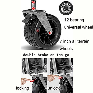 ASUMUI Outdoor Collapsible Wagon Portable Beach Cart,Adjustable Rolling Carts with Big Wheels/Two Chairs/Desktop,for Beach, Shopping (White)