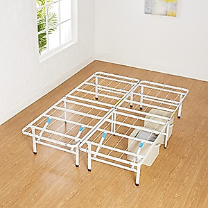 Amazon Basics Foldable Metal Platform Bed Frame with Tool Free Setup, 14 Inches High, Full, White