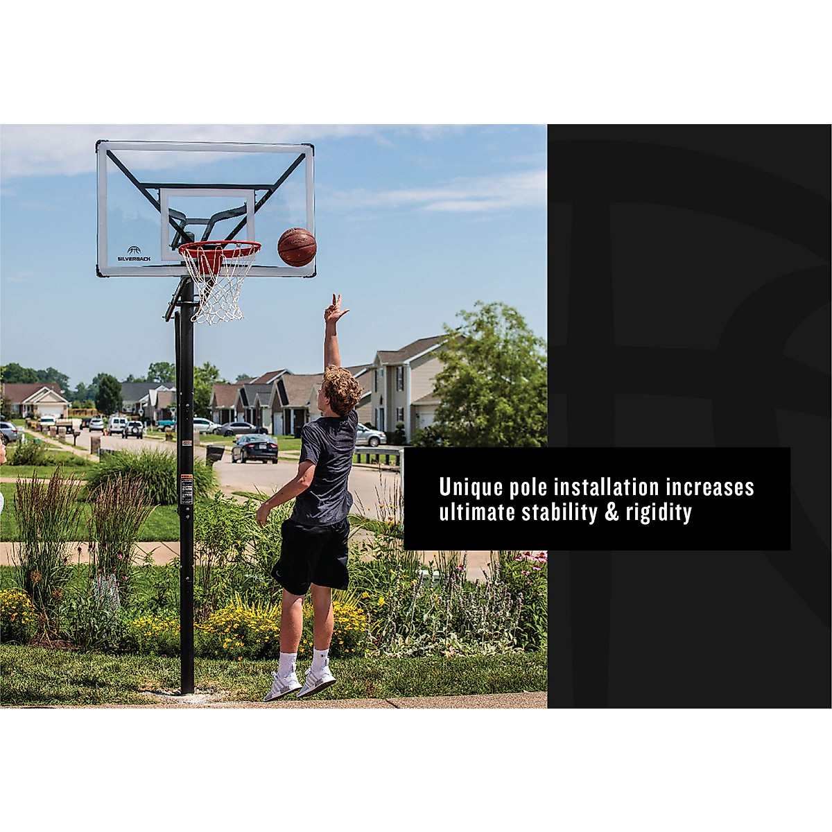 Silverback NXT 54" In-Ground Basketball Hoop with Adjustable-Height Backboard and QuickPlay Design , Black