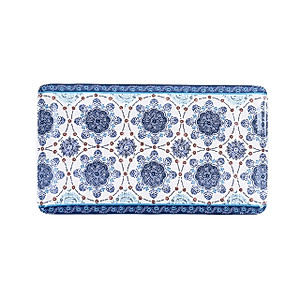 Bico Blue Talavera Ceramic 14 inch Rectangular Serving Platter, Set of 2, for Serving Salad, Pasta, Cheese, Ham, Appetizer, Microwave & Dishwasher Safe