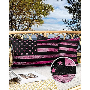 Meet 1998 Throw Pillow Covers 20x12 - Set of 2 Waterproof Pillow Cushion Cases,Camo Independence Day American Flag Patriotic Pillowcases Decorative Outdoor Pillow Cover for Sofa Couch Bedroom