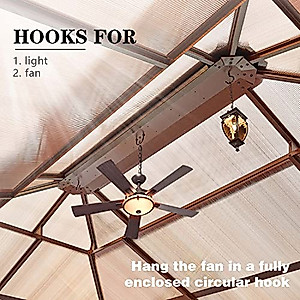 YOLENY 10'x13' Hardtop Gazebo, Outdoor Polycarbonate Double Roof Canopy, Aluminum Frame Permanent Pavilion with Curtains and Netting, Sunshade for Garden, Patio, Lawns