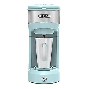 BELLA Dual Brew Single Serve Coffee Maker, K-cup Compatible with Ground Coffee Basket & Adapter - Carefree Auto Shut Off & Adjustable Tray, 14oz, Aqua