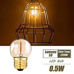Tsunetani G40 G12.5 Led Filament Mini Globe Light Bulbs 0.5W Equivalent to 5 Watt Incandescent Low Watts Led Bulb E26 Base 2200K Edison Bulb Decorative Lighting-2 pcs