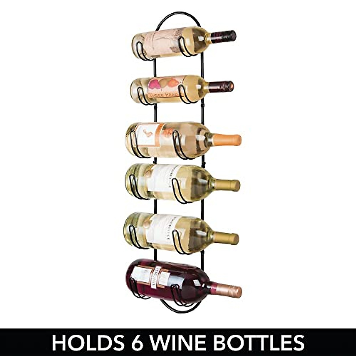 mDesign Steel Wall Mount Towel Rack with 6 Compartments - Towel Holder and Towel Storage Shelf Organizer for Bathroom, Powder Room - Concerto Collection - 2 Pack - Black