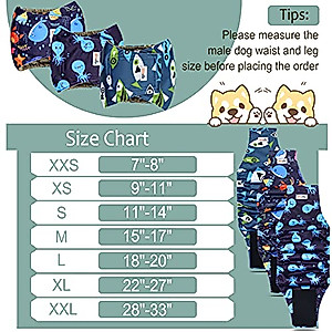 Grecle Premium Male Dog Wraps - High Absorbency Male Dog Diapers (Pack of 3) - Washable Belly Band for Male Dogs Incontinence and Puppy Training (Seafloor, S)