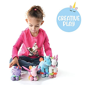 PREXTEX Unicorn Stuffed Animals (4 Cute Plush Unicorns Gifts for Girls), Machine Washable - Unicorn Toys for Girls & Boys Ages 3-5+