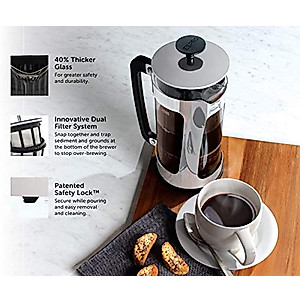 ESPRO P5 French Press - Double Micro-Filtered Coffee and Tea Maker, 32 Ounce, Polished Stainless Steel