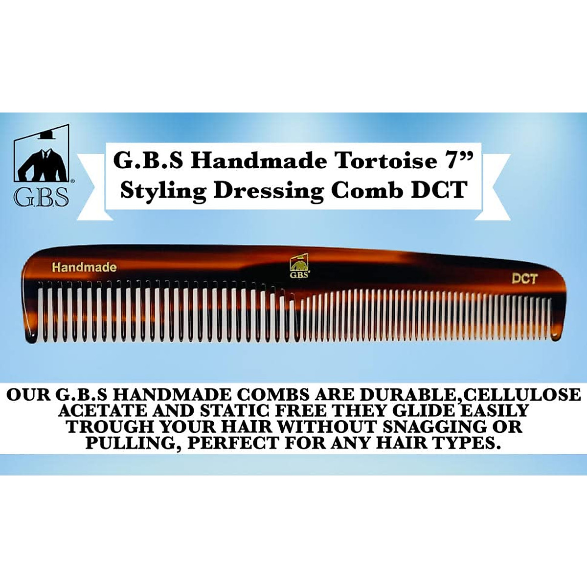 G.B.S Handmade Men and Women Comb Set- Pack of 3, Unbreakable Fine Toothed Mustache,Eyebrow Pocket Comb- Portable Pocket Size for Styling Beard & Hair anytime, Tortoise MCT DCT PCT Combs