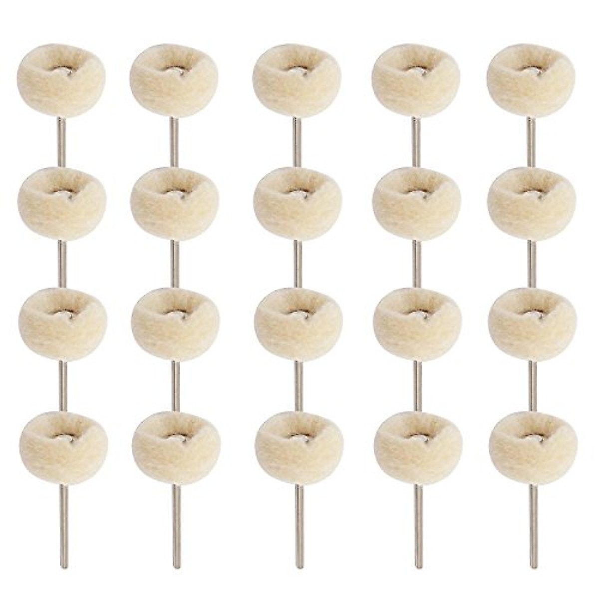 PHYHOO Polishing Wheel Set Mounted Cotton Soft Fine 3/32 Shank Buff Wheels Shank Rotary Tools Accessories Pack of 20 Pieces