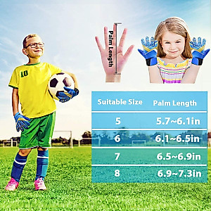 Jalunth Goalkeeper Goalie Soccer Gloves Kids Youth Goal Keeper Field Player Glove Boys Girls Ages 4-6 Years Old Anti-Slip Latex Palm Soft Pu Hand Back Green Size 5