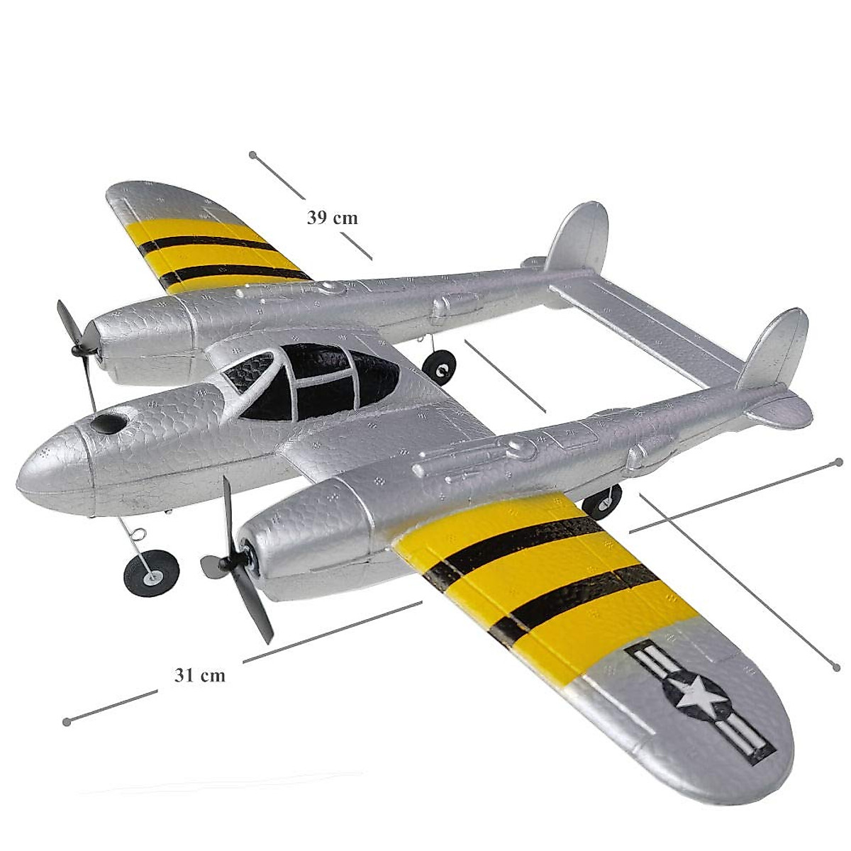 DAILIOT RC Plane 2 Channel Remote Control Airplane Ready to Fly RC Planes for Beginner, Advanced RC Foam Airplane for Kids Boys Beginner, Easy & Fun to Fly P38 Lightning Fighter with 2 Batteries