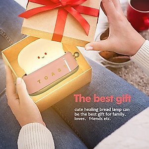 QANYI Cute Desk Decor Toaster Lamp, Kawaii LED Toast Bread Night Light Rechargeable and Portable Light with Timer, Christmas Gifts Ideas for Baby Kids Girls Teens Teenages
