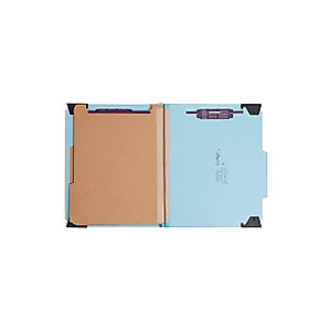 Smead FasTab Hanging Pressboard Classification Folder with SafeSHIELD Fasteners, 2 Dividers, 2/5-Cut Built-in Tab, Letter Size, Blue, 10 per Box (65115)