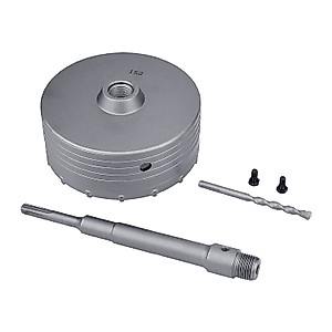 GUICGOC 6 inch / 152mm Concrete Hole Saw with 220mm SDS Plus Shank Connecting Rod,Tungsten Carbide Teeth Cement Hole Saw for Cement Brick Concrete Stone Wall (6 inch (152mm))