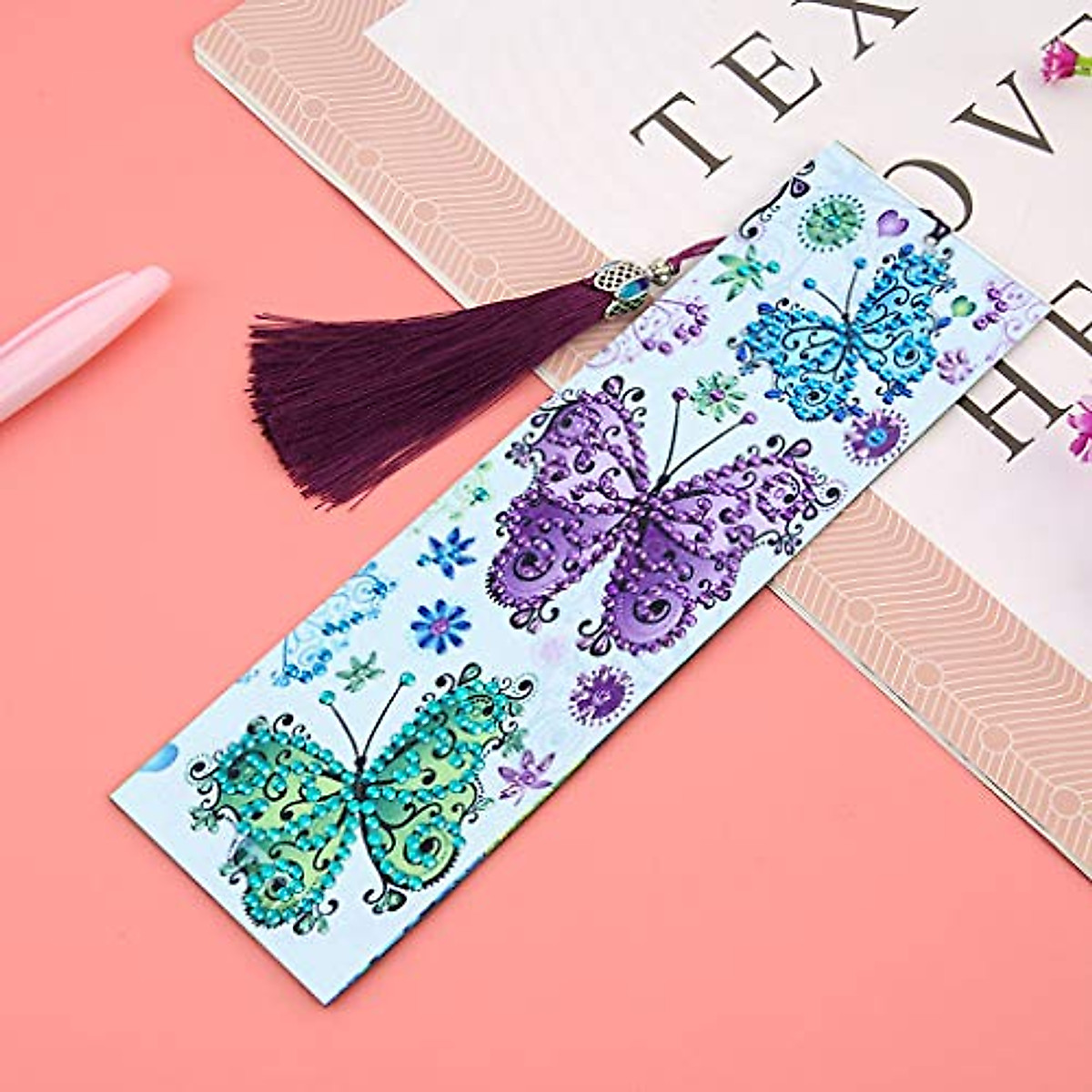 Bskifnn 2Pack Diamond Painting Bookmarks DIY Bookmarks with Tassel Great Gifts for Christmas, Thanksgiving, New Year, Birthday