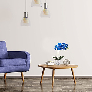 U'Artlines Artificial Orchid in White Pot Fake Phalaenopsis Flower Real Touch with Vase for Table Office Home Party Decoration (Medium, White)