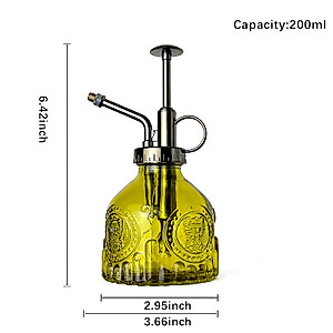 REFFU Plant Mister Spray Bottle 6.3 Inches Tall Vintage Plant Spray Bottle, Plant Sprayer Mister,Plant Spritzer, Watering Can with Top Pump for Indoor House Plants, Garden,Cleaning (Yellow)
