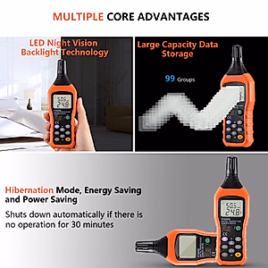 BROAIMX Digital Psychrometer Thermo-Hygrometer with Backlight, PT6508 Temperature and Humidity Meter Thermometer Hygrometer with Dew Point and Wet Bulb Temperature, 4*AAA Batteries Included