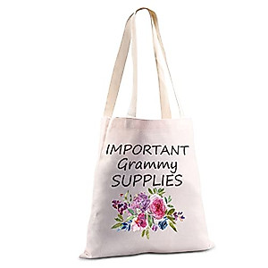 JXGZSO Important Grammy Supplies Tote Bag Grammy Gift Grandmother Gift Best Grandma Ever Gift Mother’s Day Gift (Grammy Supplies Tote)