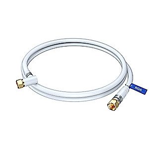 Coaxial Cable RG6, with a Right Angle 90° Connector, 1.5 ft, Coax Cable F-Type Triple Shielded Coax Cable 1.5 Feet (White)