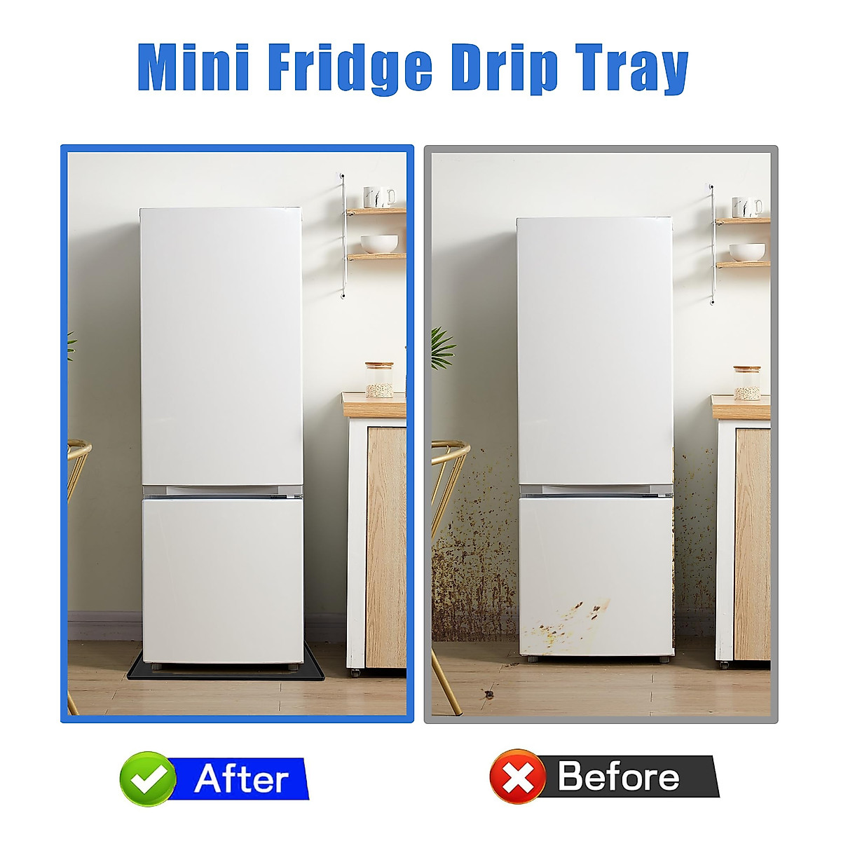 Mini Fridge Mat, 24''x24'' X0.8'' Mini Fridge Drip Trays Mat for Carpet Floor, Under Refrigerator Mat AC Conditioner Drip Pan, Silicone Mat for Refrigerators, Washing Machines, Dryers, Wine Coolers