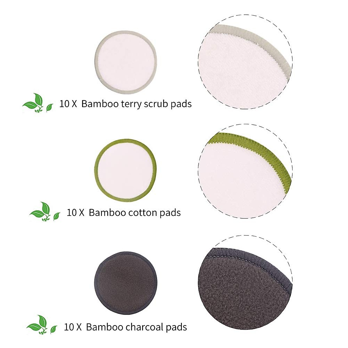 Chloven 30 Pack Reusable Makeup Remover Pads - Bamboo Cotton Rounds for Toner, Washable, Eco-Friendly for All Skin Types with Cotton Laundry Bag