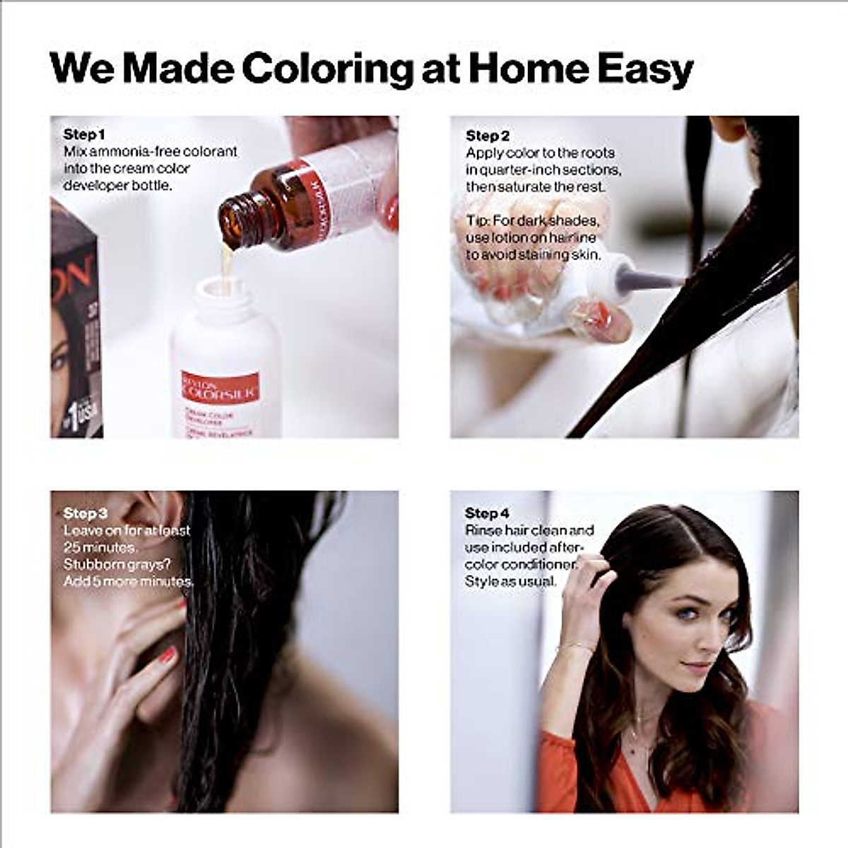 Revlon Permanent Hair Color, Permanent Hair Dye, Colorsilk with 100% Gray Coverage, Ammonia-Free, Keratin and Amino Acids, 10 Black, 4.4 Oz (Pack of 1)