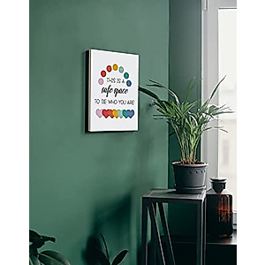 This Is A Safe Space To Be Who You Are Wall Art Prints Artwork Decor for Mental Health Themed Canvas Wall Art Prints,Bathroom Bedroom Living Room Home Counseling Office Decorations,11"x14"